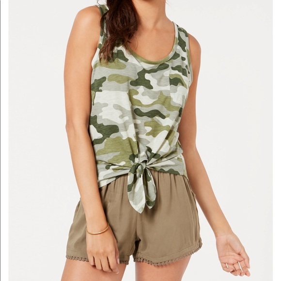 Rebellious One | Tops | Camo Camouflage Knot Front Sleeveless Tank ...